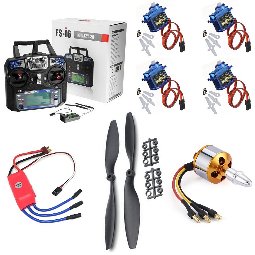 RC Aeroplane Kit ( Motor + ESC + Propeller + Servo + TX-RX (FSI6))